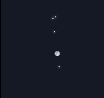 Astronomical view: Mercury, Jupiter, Venus, Mars, Moon seen in a ...